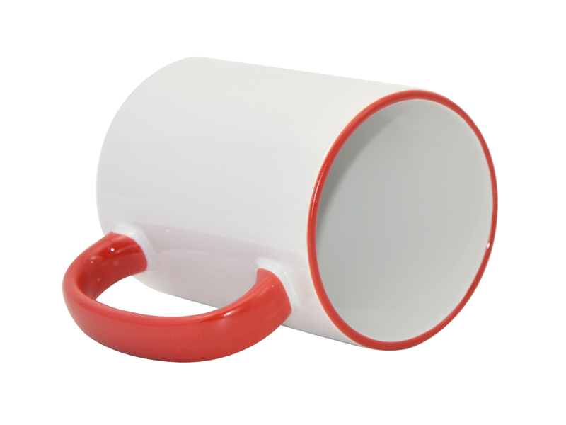Sublimation 15oz Rim Handle Mugs Red Jtrans Heat Press Machine Mug